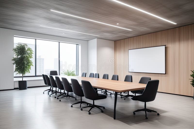 Modern Corporate Office Interior with Empty Conference Room Stock ...