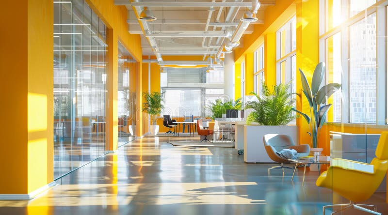 Modern Corporate Office Interiors in the Successful Company Stock Image ...