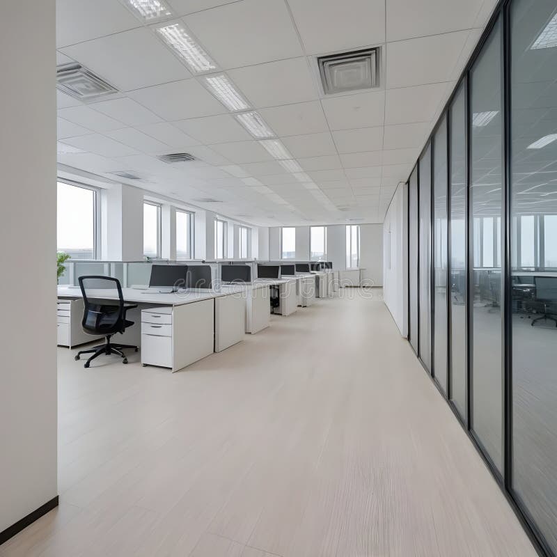 Modern Corporate Office Space with Desks and Computers during Daylight ...