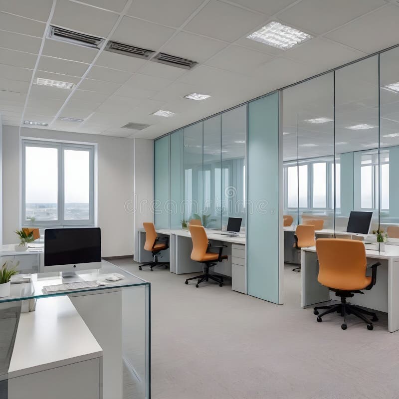 Modern Corporate Office Space with Desks and Computers during Daylight ...