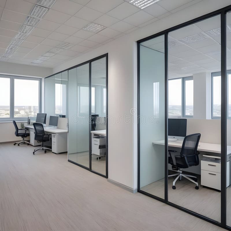 Modern Corporate Office Space with Desks and Computers during Daylight ...