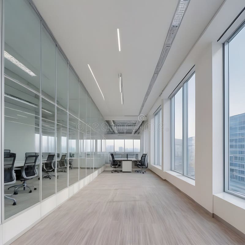 Modern Corporate Office Space with Desks and Computers during Daylight ...