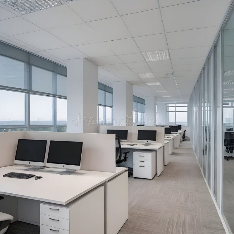 Modern Corporate Office Space with Desks and Computers during Daylight ...