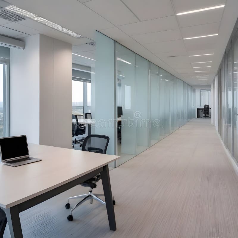 Modern Corporate Office Space with Desks and Computers during Daylight ...