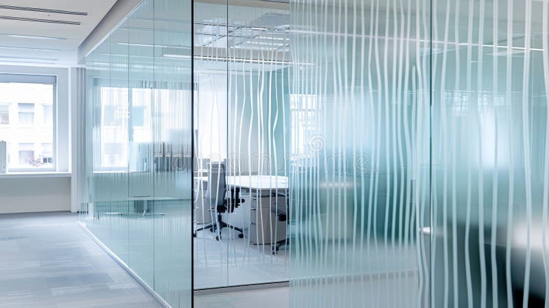 Modern Corporate Office Space with Glass Partitions Stock Image - Image of interior ...