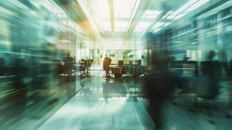 Modern Corporate Workspace with Blurred Tech Support Environment Stock ...