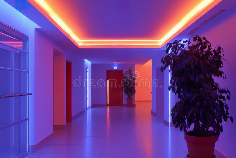 Modern Office Hallway Color Changing Lighting Stock Photos - Free ...