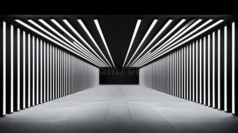 Modern Corridor with Dramatic Lighting Design. Stock Illustration ...