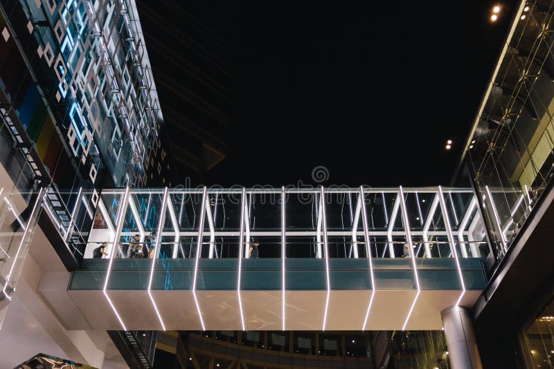 Modern Corridor with Light Decorated that Linked between Two Buildings ...