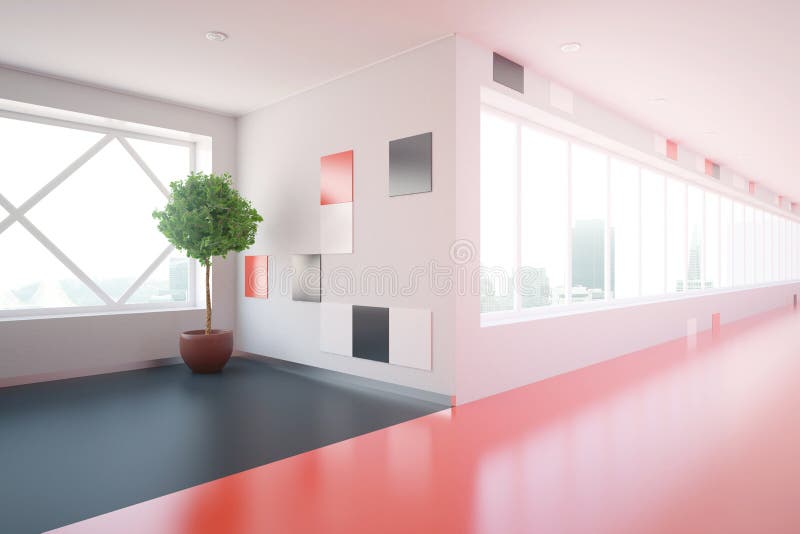 Modern corridor side stock illustration. Illustration of city - 80555796