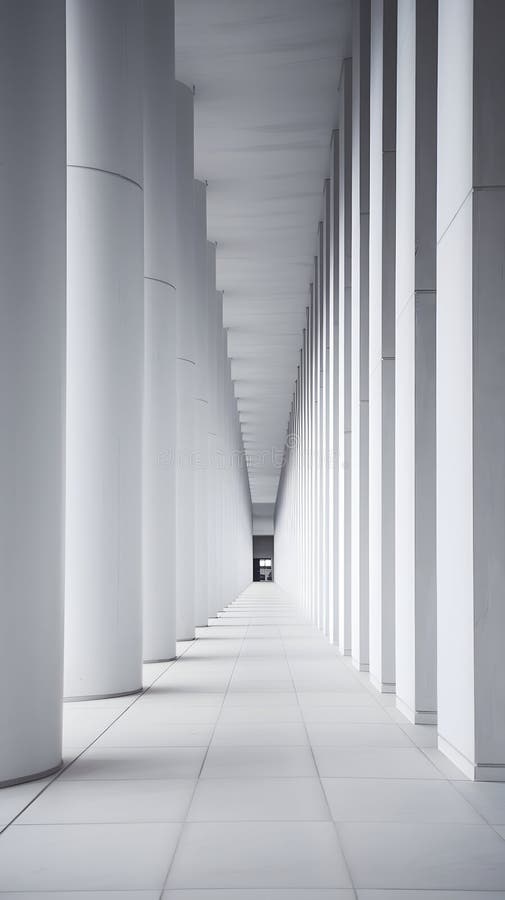 Modern Corridor with Tall White Columns Depth and Elegance in Design ...