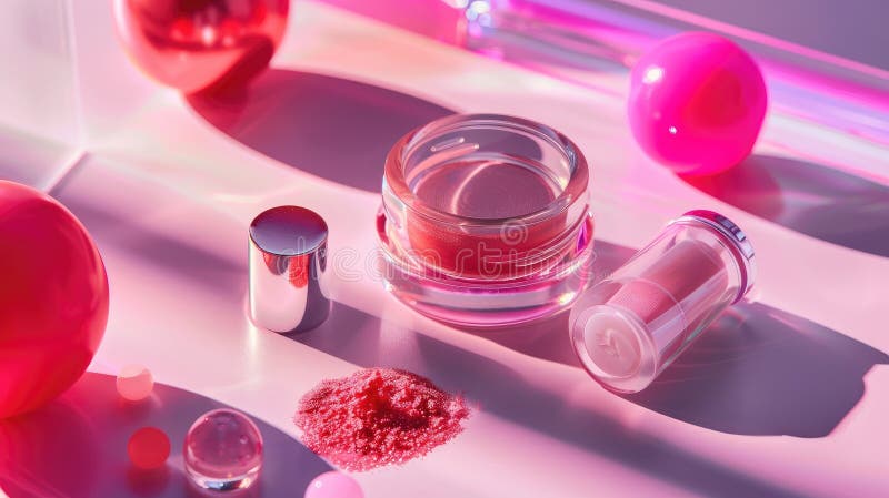 Modern Cosmetic Products Displayed with Dynamic Light Reflections Stock ...