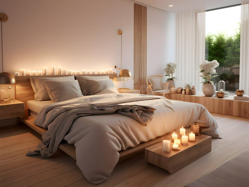 A Modern and Cosy Bedroom - Home Design Theme Stock Illustration ...