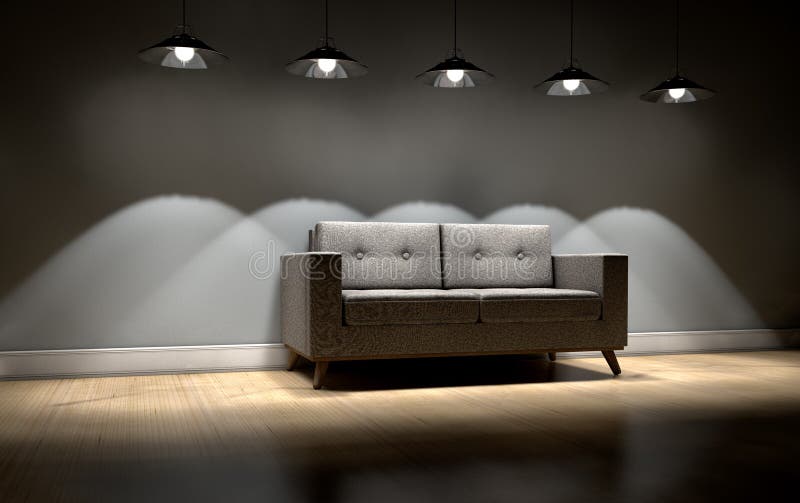 Modern Couch and Retro Lights Stock Photo - Image of frilly, shot: 72662188