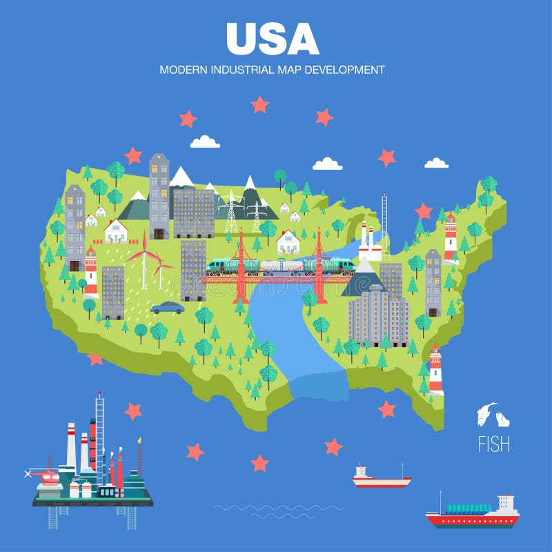Modern Country Development Flat Indystry Map Stock Illustration ...