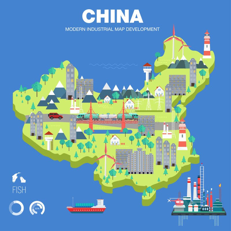 Modern Country Development Flat Indystry Map Stock Illustration ...