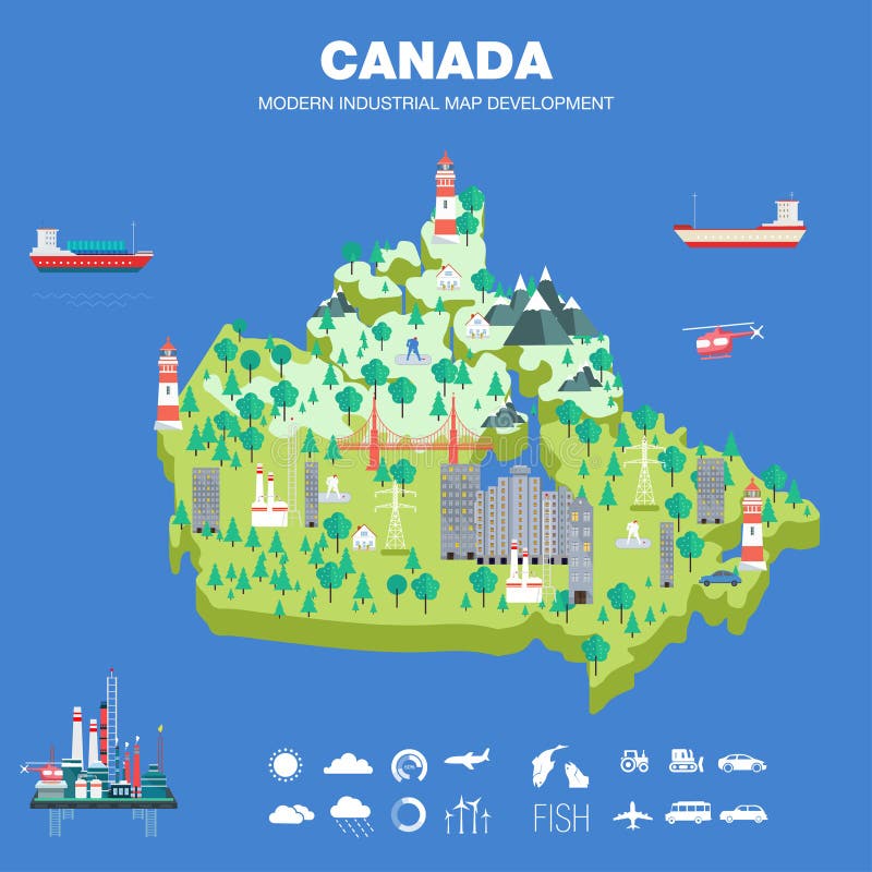 Modern Country Development Flat Indystry Map Stock Illustration ...