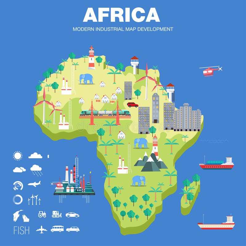 Modern Country Development Flat Indystry Map Stock Illustration ...