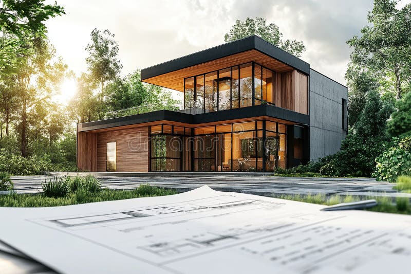 Modern Country House Project Stock Photo - Image of country, paper ...