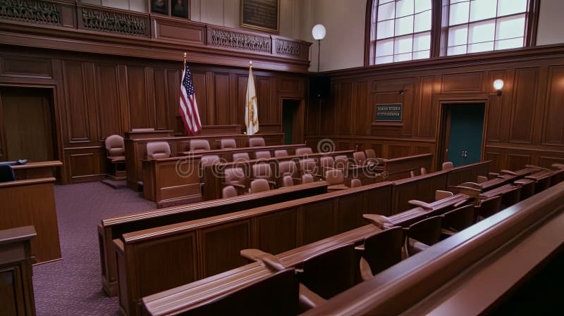 A Modern Courtroom with Clean Lines and Organized Seating. Digital ...