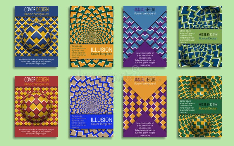 Modern Covers Templates with Optical Illusion Design Elements. Booklet ...