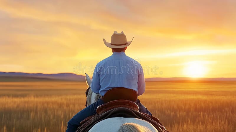 Modern Cowboy Riding a Horse, AI Generated Stock Illustration ...