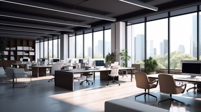 Modern Coworking Area Office Interior Empty No People Open Space ...