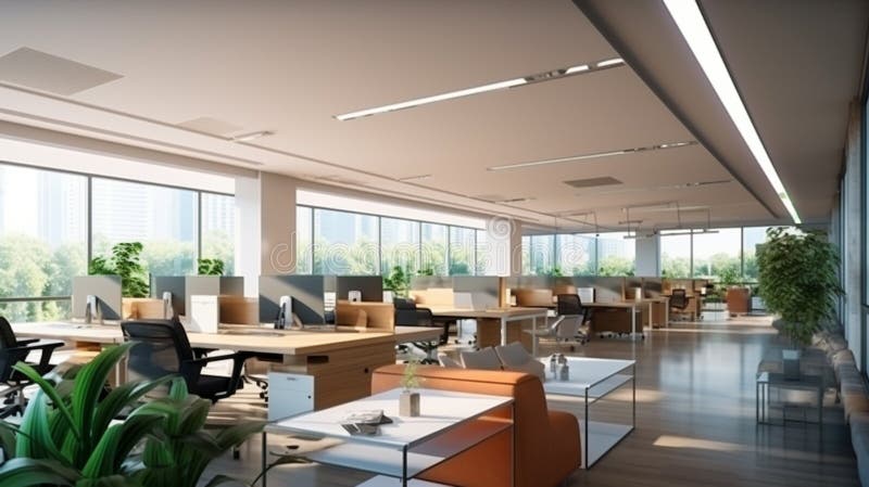 Modern Coworking Area Office Interior Empty No People Open Space ...