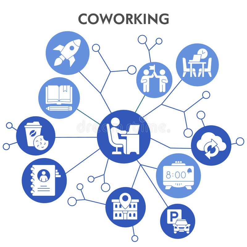 Modern Coworking Center Infographic Design Template with Icons ...
