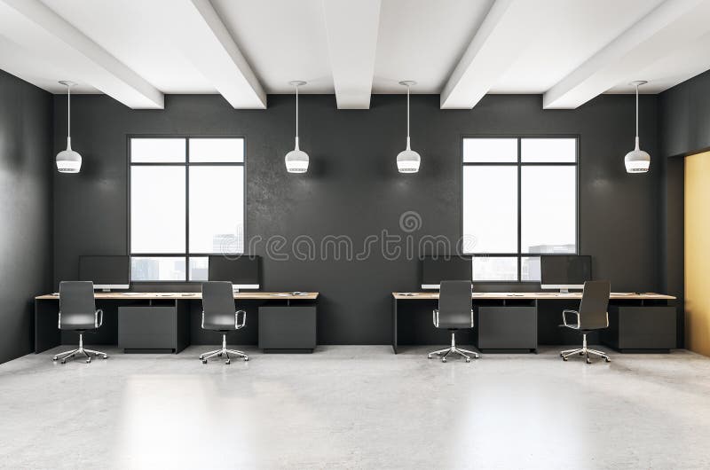 Modern Coworking Office in Interior Stock Illustration - Illustration ...