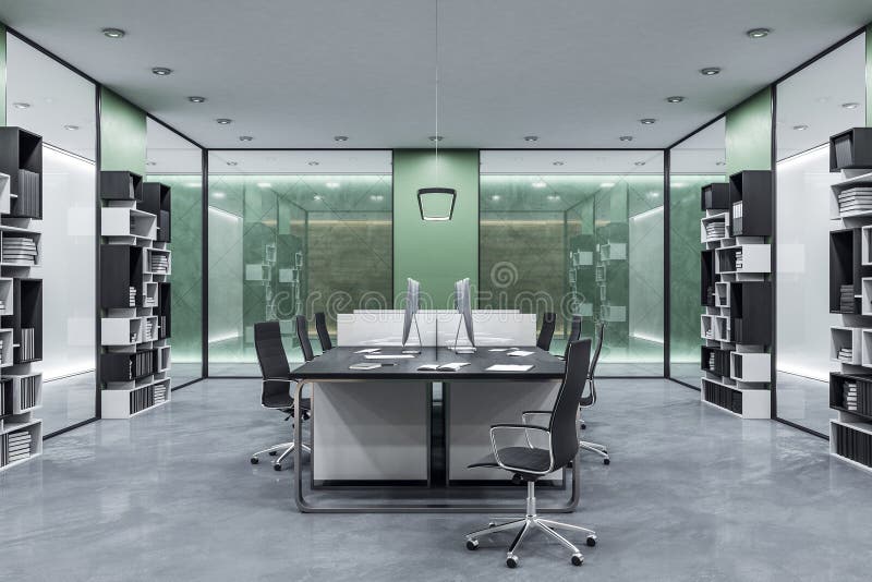 Modern Coworking Office in Loft Style with Computer on Table Stock ...