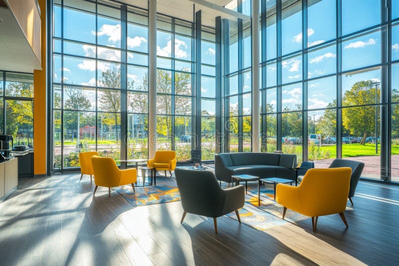 Modern Coworking Space with Interactive Workstations, Soft Seating ...