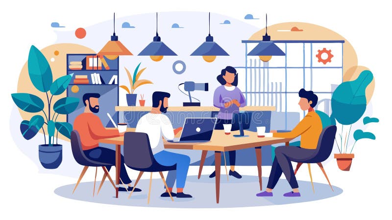 A Modern Coworking Space for Freelancers Featuring a Stylish and ...