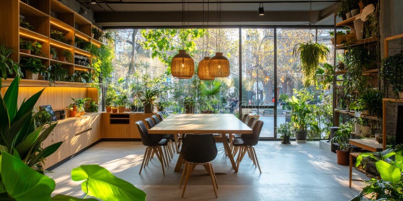 Modern Coworking Space with Greenery and Natural Light in a Stylish ...