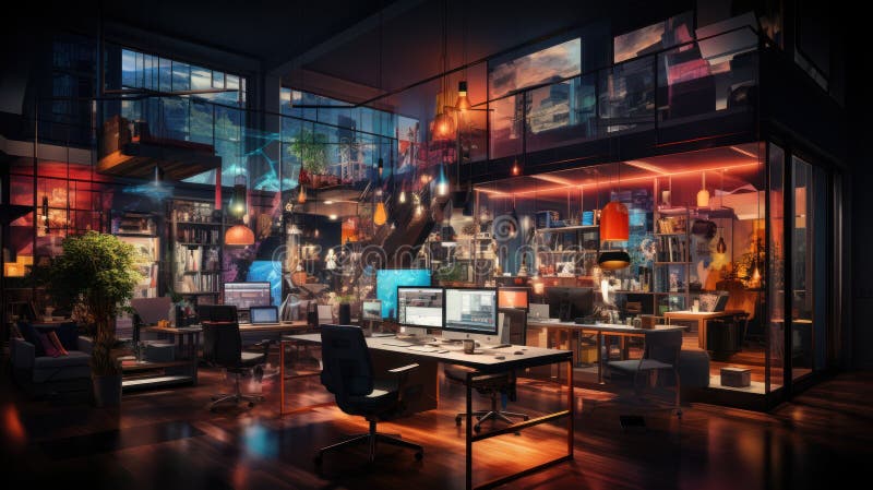 Modern Coworking Unity. Created with Generative AI Stock Illustration ...