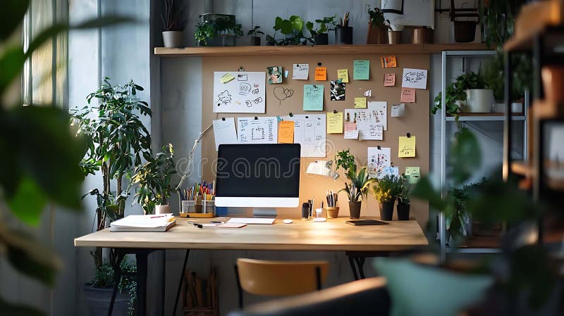 Modern and Cozy Home Office a Perfect Work-from-Home Setup Stock Photo ...