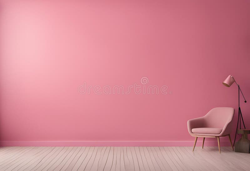 Modern Cozy Living Room and Decorative Mock Up Empty Pink Wall Stock ...