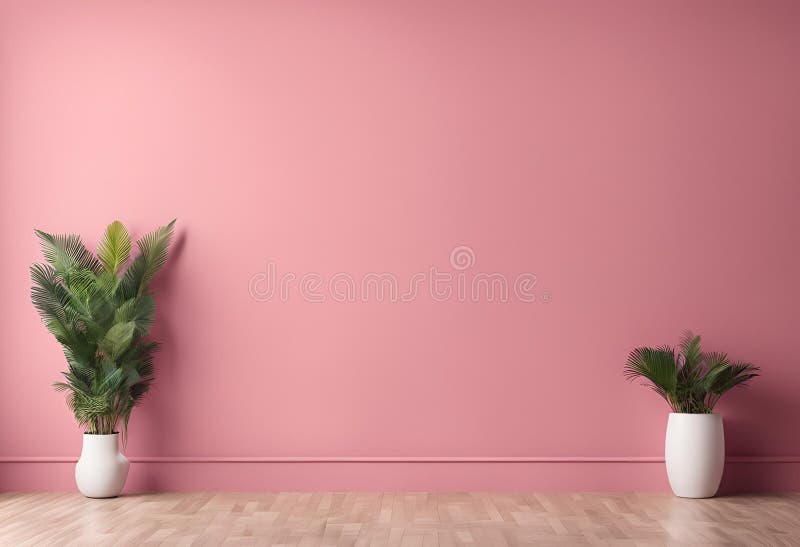 Modern Cozy Living Room and Decorative Mock Up Empty Pink Wall Stock ...