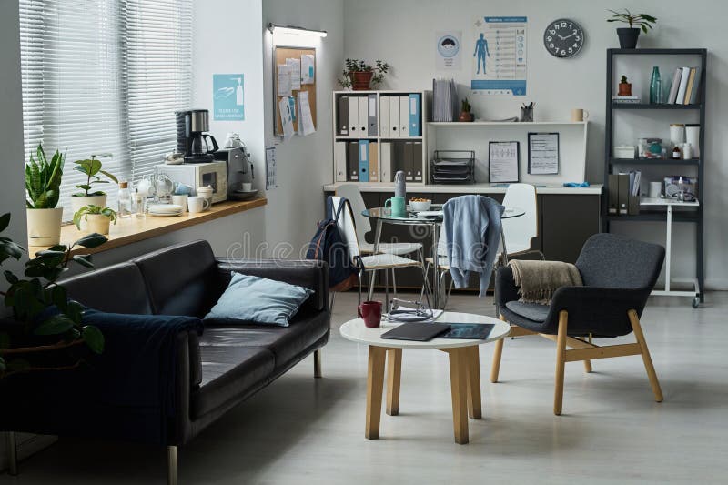 Modern Cozy Office Setting with Organized Workspace Stock Photo - Image ...