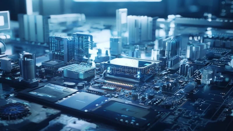 Modern Cpu is Glowing on Motherboard with Components Stock Video ...