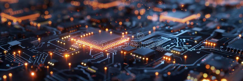 Modern Cpu Performing Complex Calculations with Lights Glowing on ...