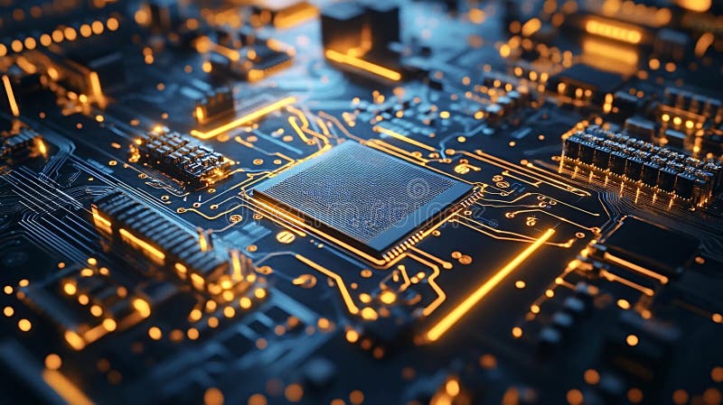 Modern Cpu Performing Complex Calculations on Motherboard with Orange ...