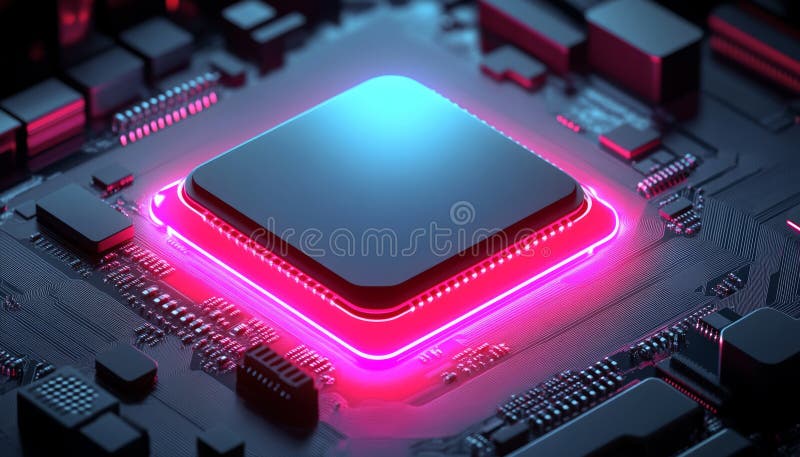 Modern CPU Processor Unit on Circuit Board, Technology Background ...