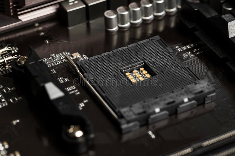Modern Cpu Socket on a Motherboard Stock Image - Image of semiconductor ...