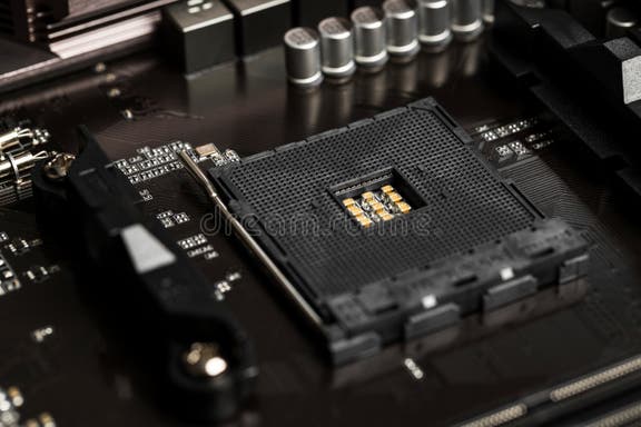 Modern Cpu Socket on a Motherboard Stock Image - Image of semiconductor ...