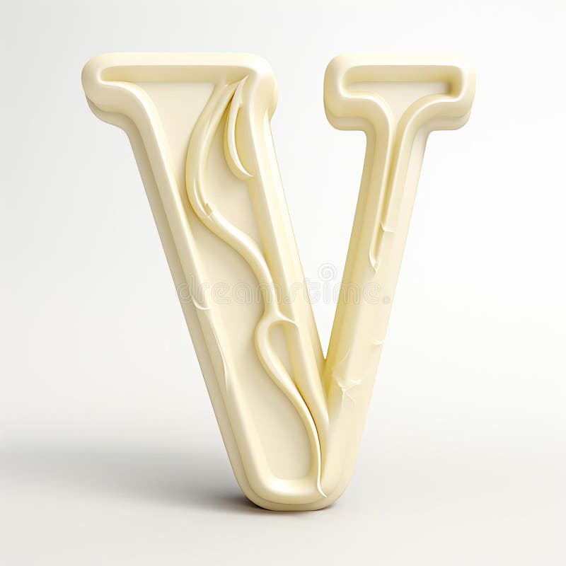 Modern Cream 3d Stylized Letter V on White Background Stock ...