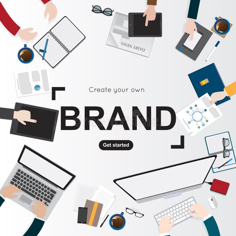 Modern Creative Business Office Workspace. Stock Vector - Illustration ...