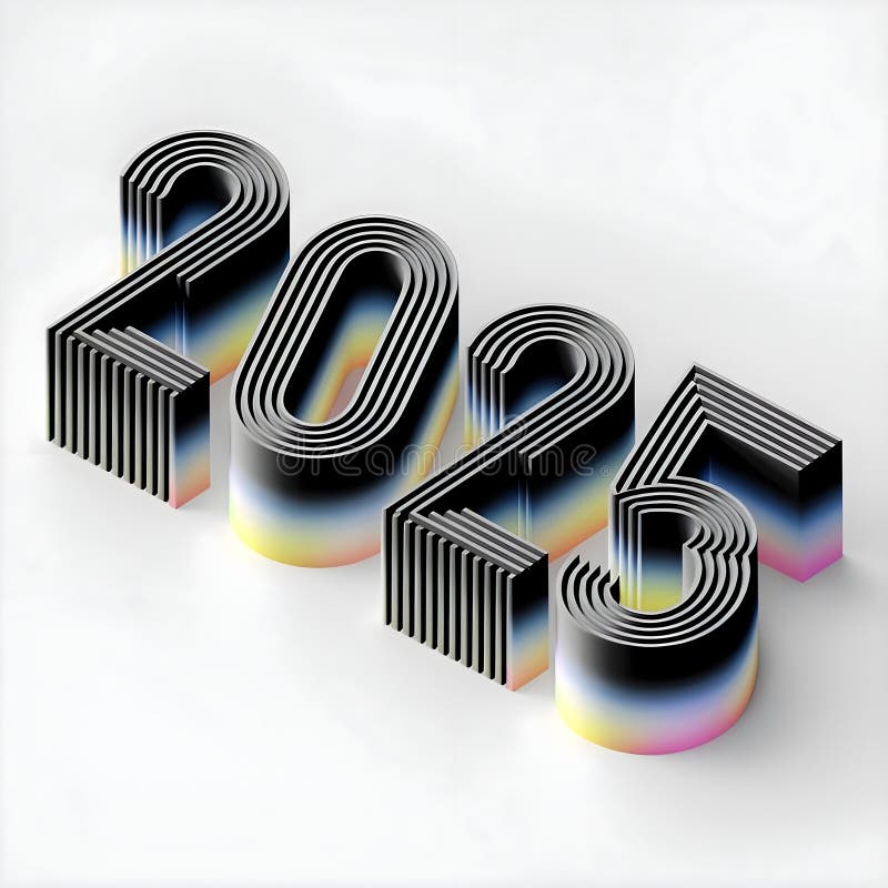 Futuristic 2025 Design with Gradient Colors and 3D Effect AI Image ...