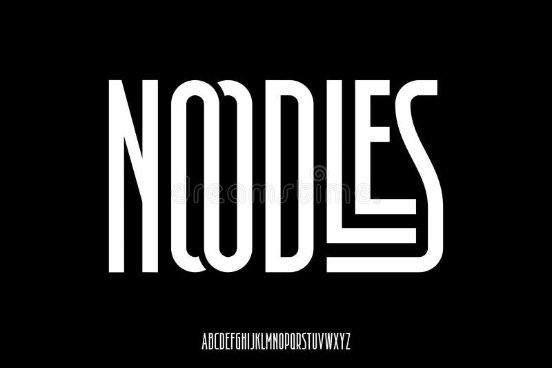 Modern Creative Ligature Alphabet Display Font Vector. Unique Noodles ...