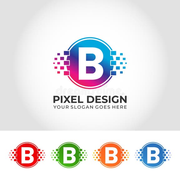 B Pixel Logo Design Concept Stock Vector - Illustration of internet ...